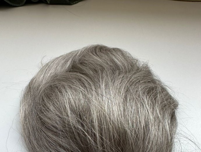 Custom Order Men Hairpiece M-Mesh Center Double Glass Silk Overlapping PU